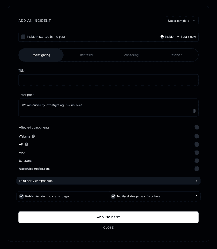 Get started with Incidents – Instatus Help
